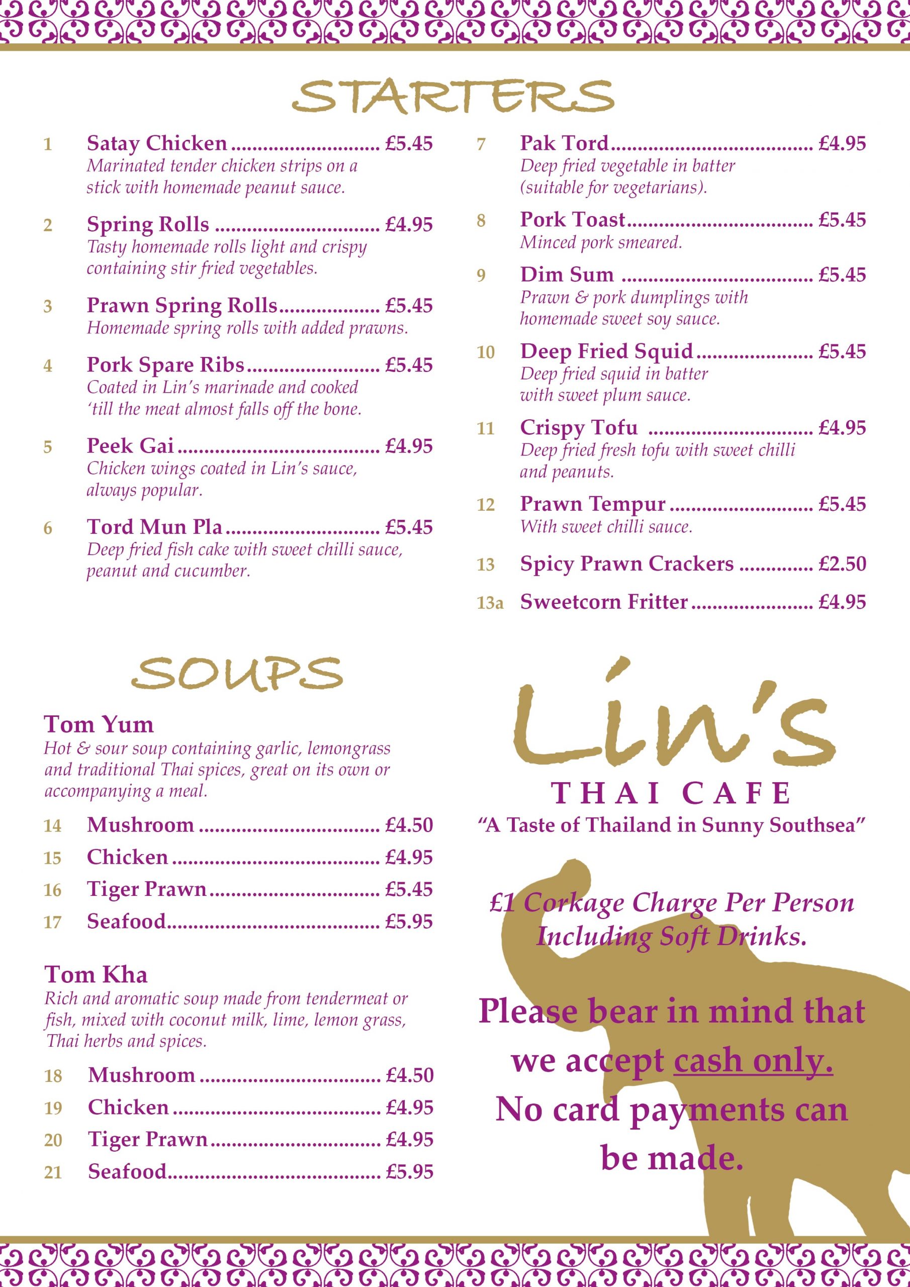 Menus – Lins Thai Cafe
