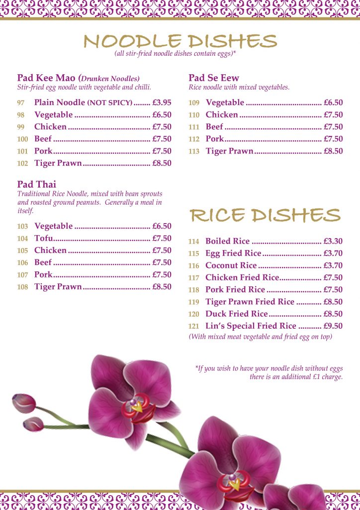 Menus – Lins Thai Cafe