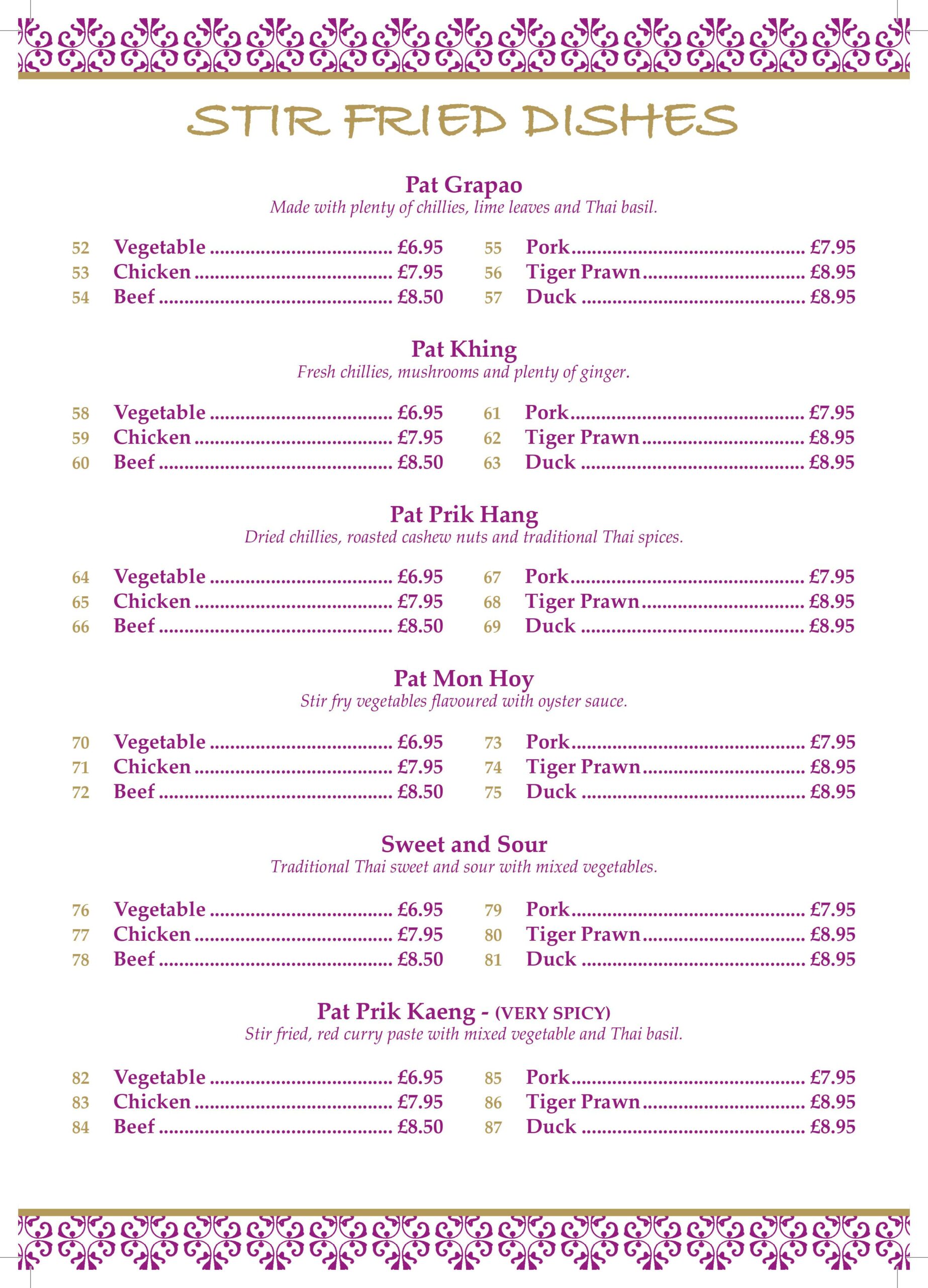 Menus – Lins Thai Cafe